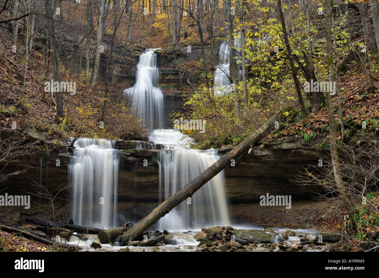Tioga Falls on Tioga Creek and Autumn Color Near West Point Kentucky ...