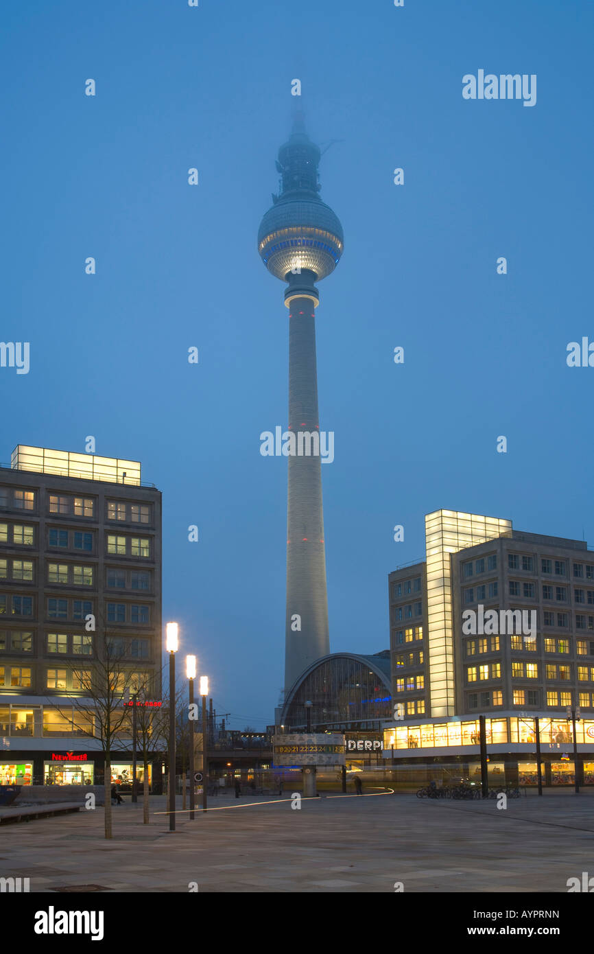 Alexanderplatz with Berolina house and television tower, Mitte, Berlin ...