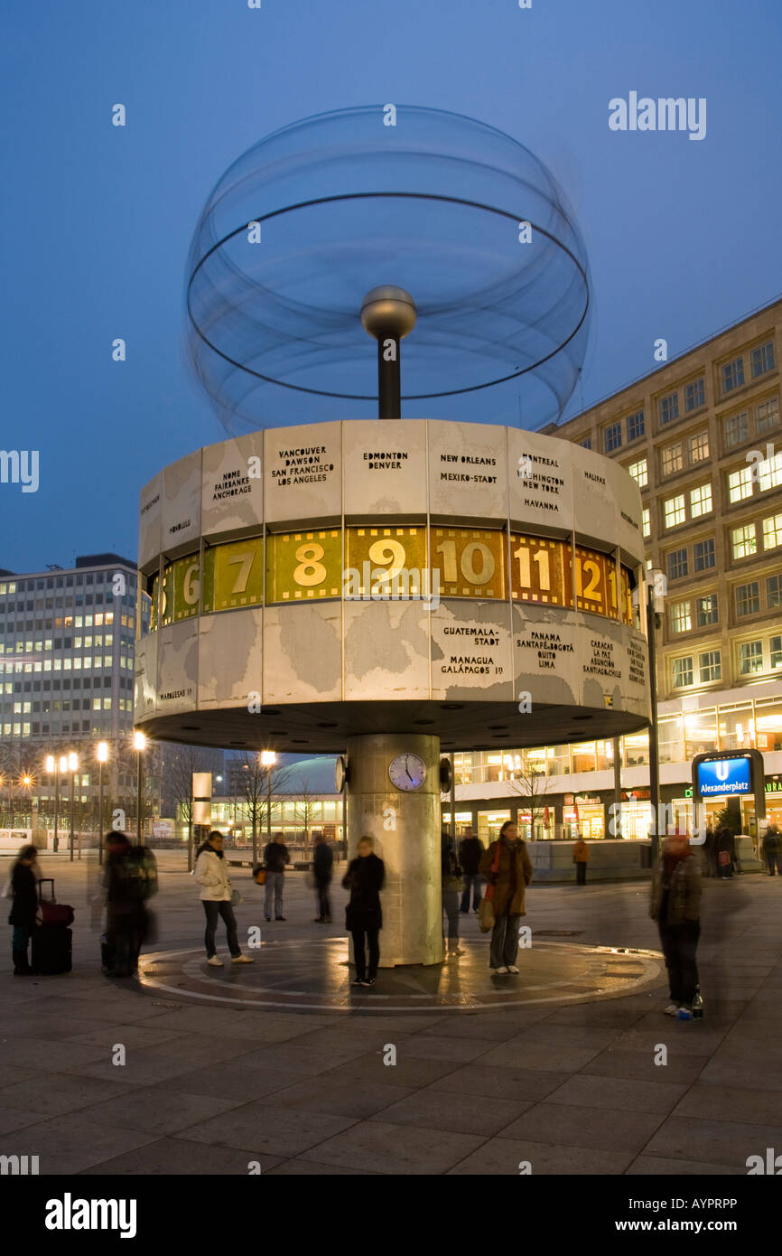 World time clock at the Alexanderplatz, Mitte, Berlin, Germany, Europe ...