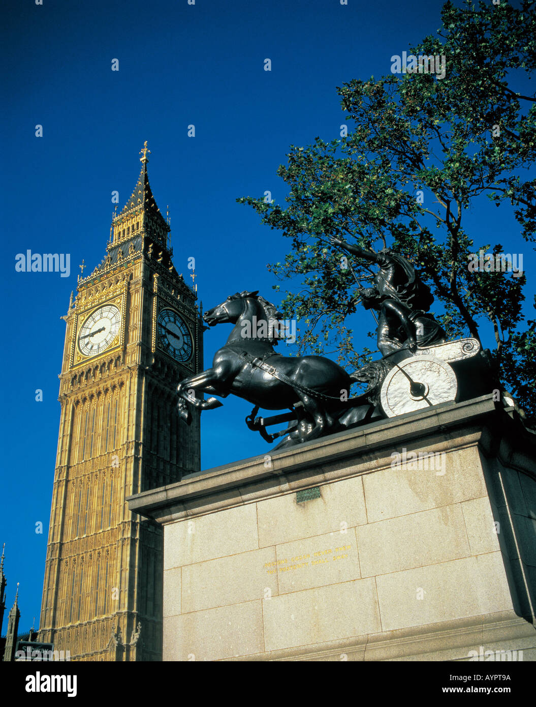 Big Ben with Statue Stock Photo - Alamy