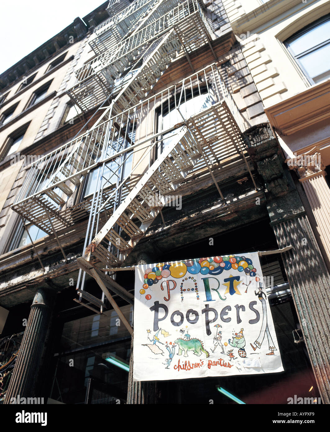 Stair Building with Poster Stock Photo - Alamy