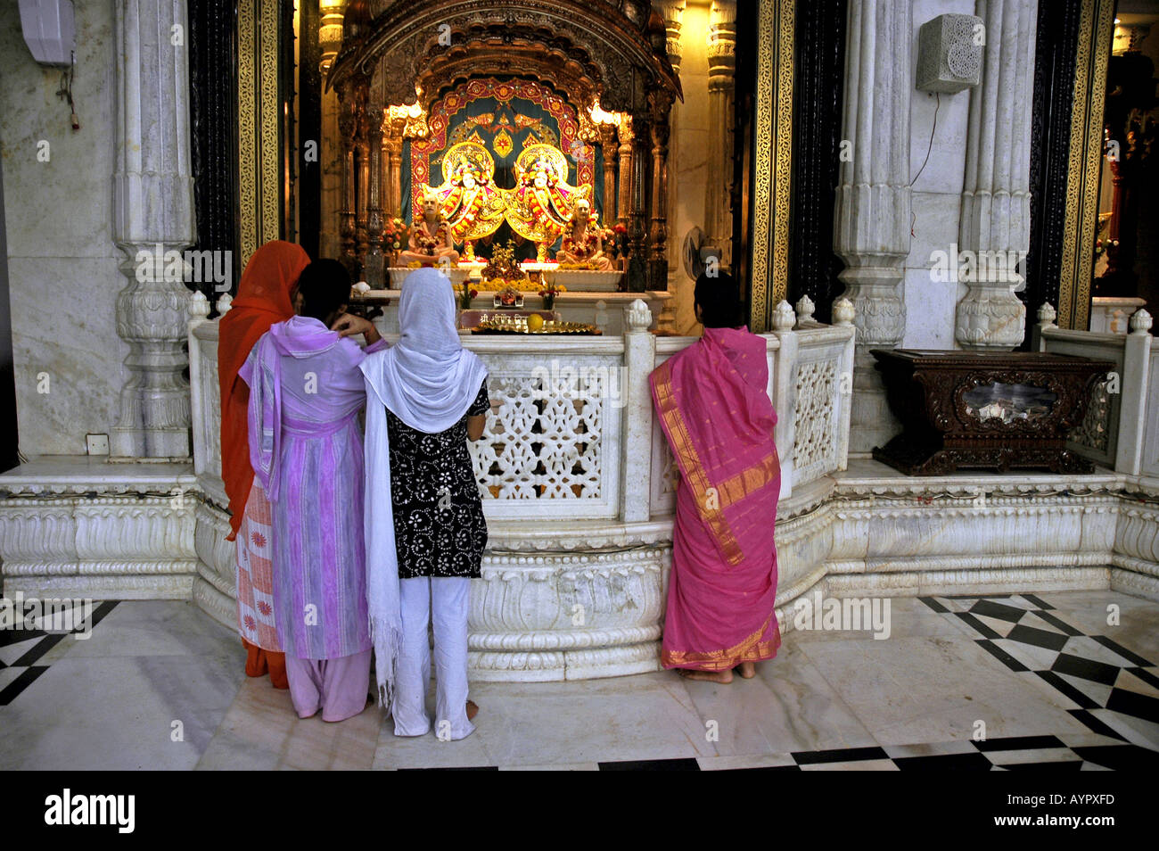 SUB74643 Devotees praying at Iskcon Hare Krishna temple Bombay Mumbai ...