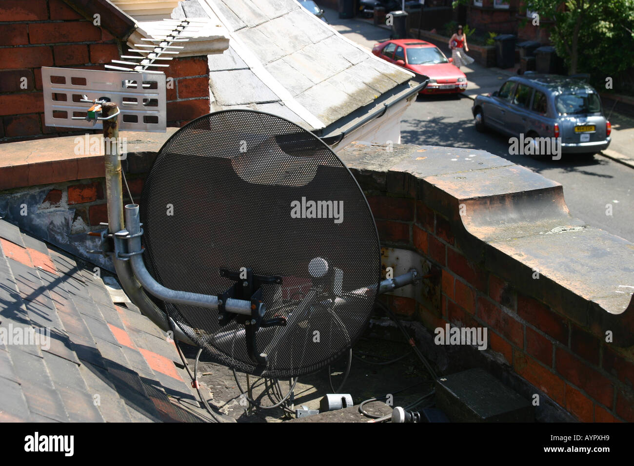 An installed Satellite dish on a roof Stock Photo - Alamy