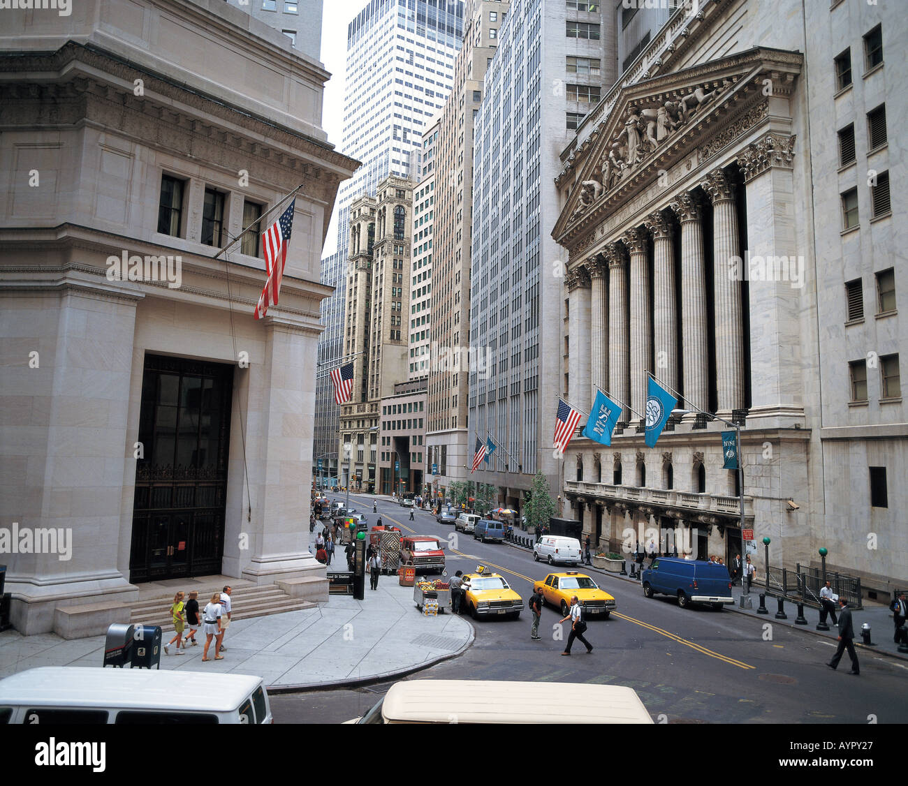 American Flag with Pillar Building Stock Photo - Alamy