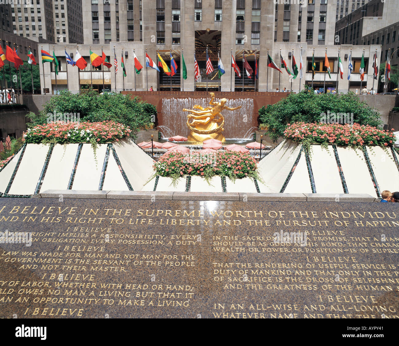 Flags at Rockefeller Center Stock Photo - Alamy