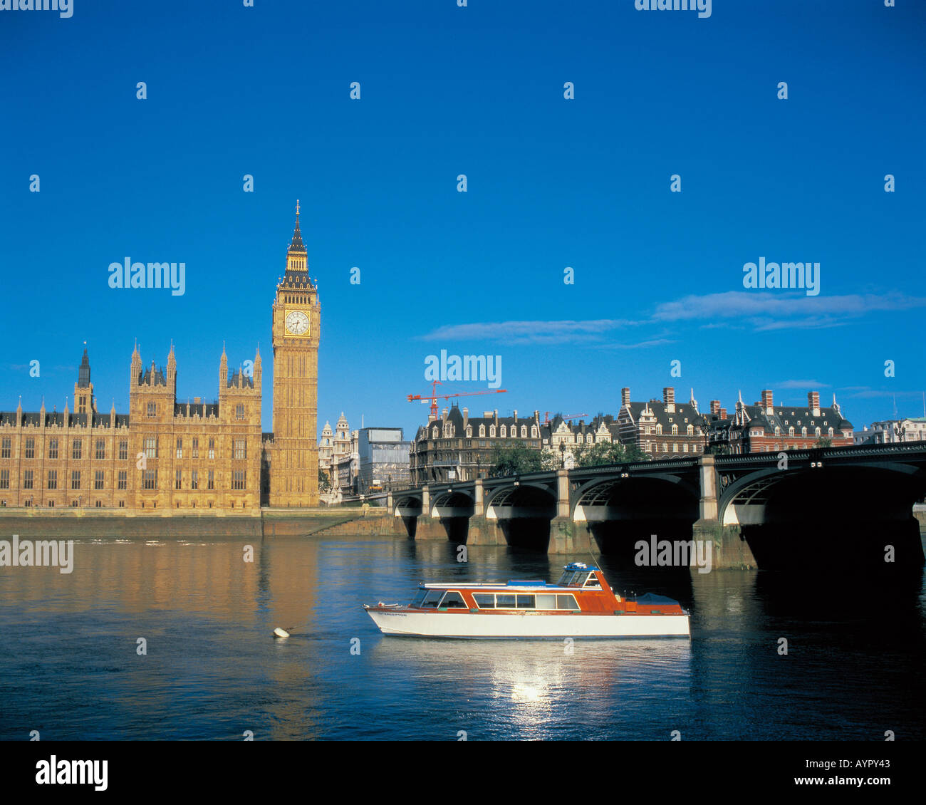 Big Ben with Boat Stock Photo - Alamy