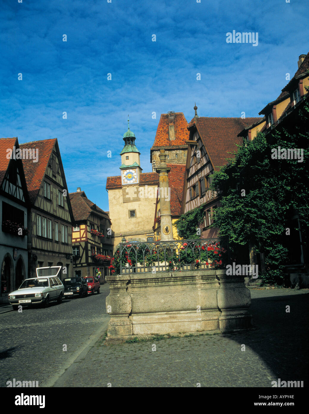 European Buildings with Trees Stock Photo - Alamy