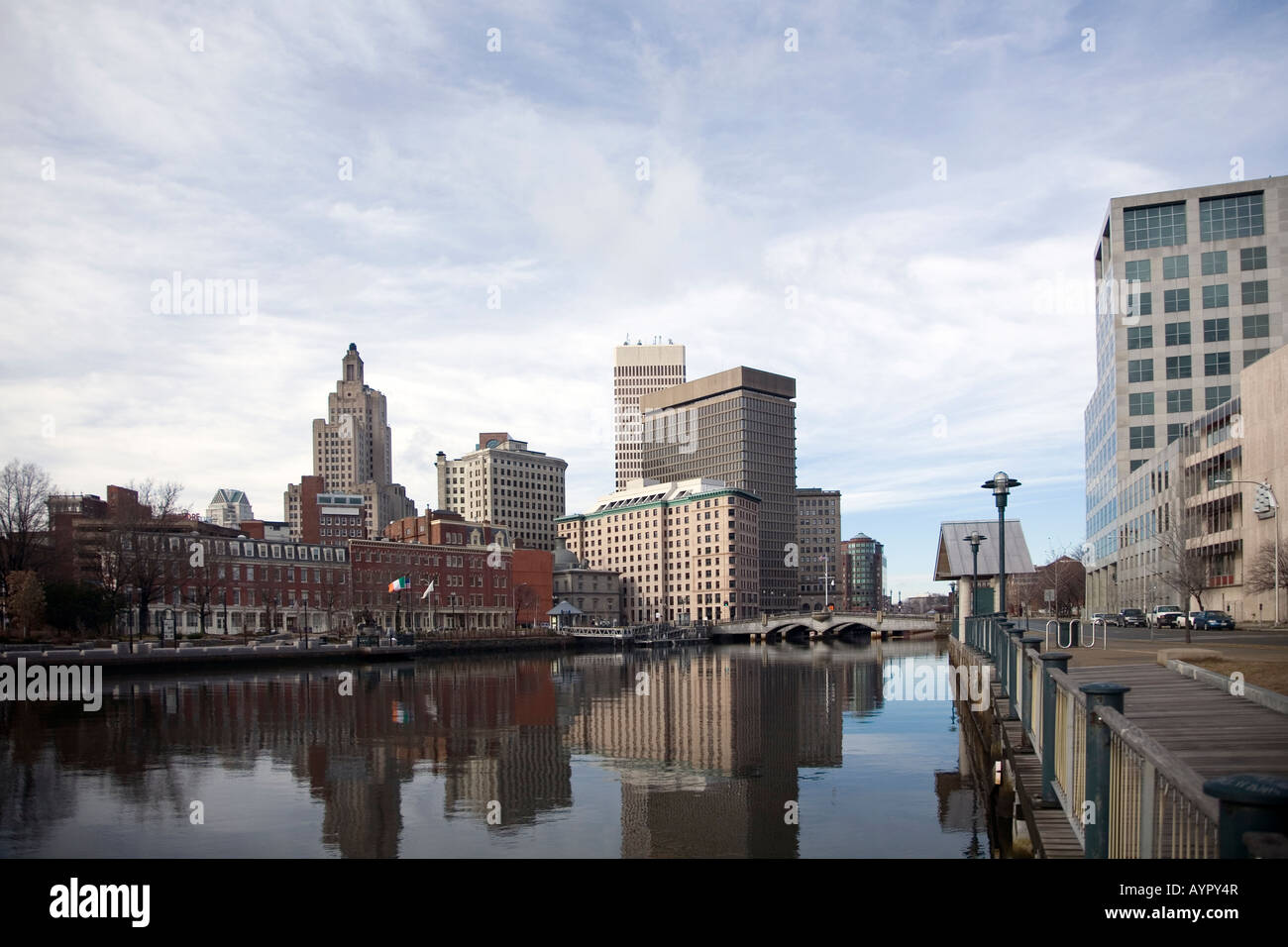 Skyline of Providence Rhode Island with the Providence River in the ...