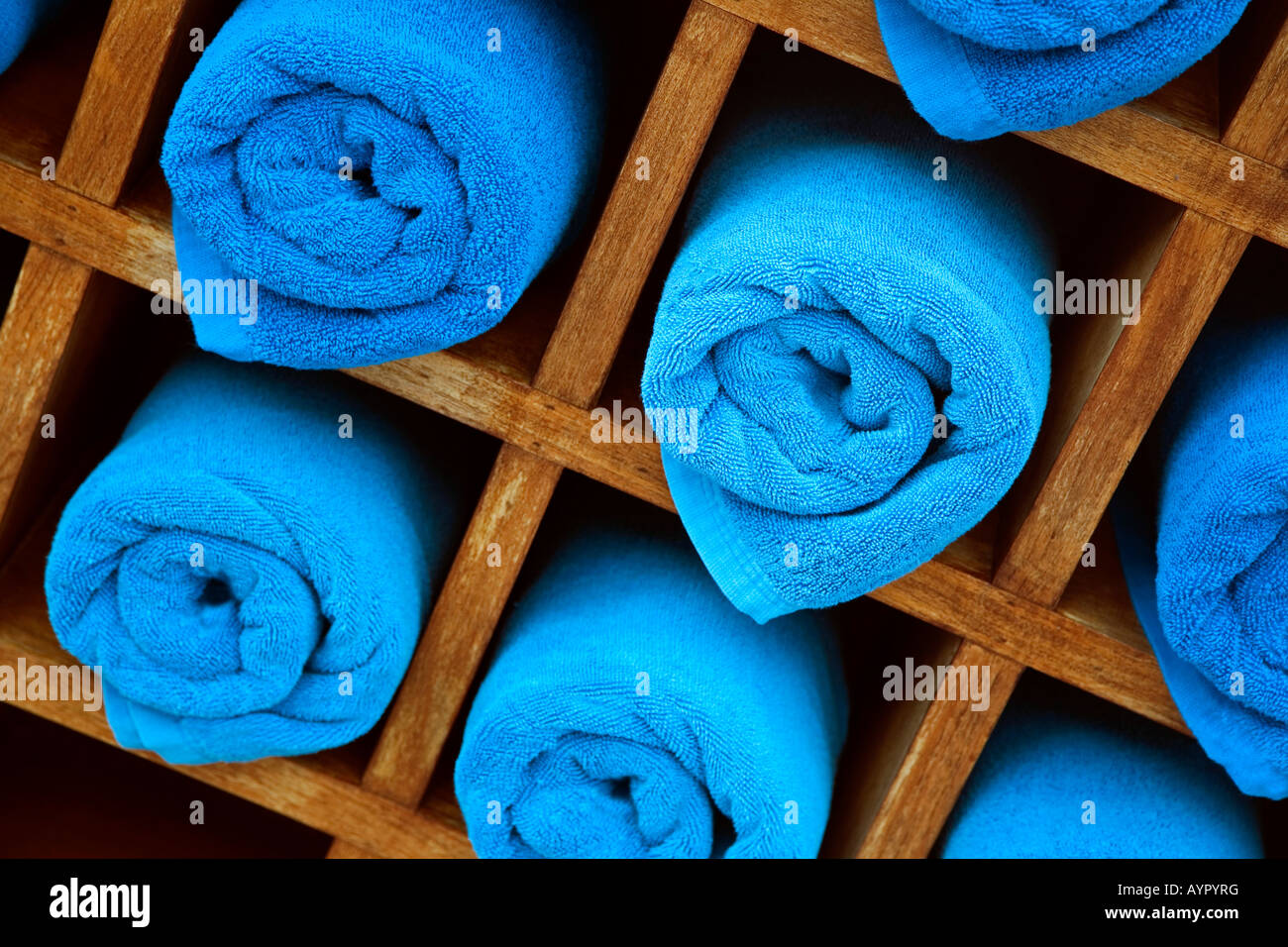 Rolled pool towels at a resort in the Maldives Stock Photo - Alamy