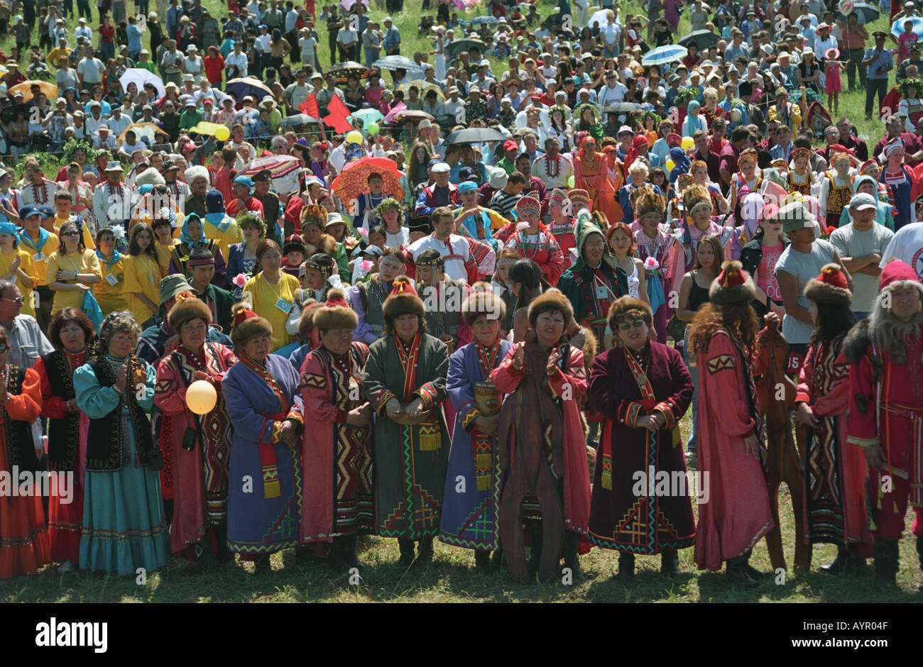 People in national Altaic costumes The ethnic festival El Oiyn Altai ...