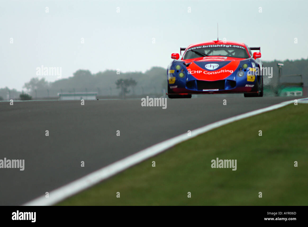 TVR racing car cresting a hill at Silverstone racing circuit Stock ...