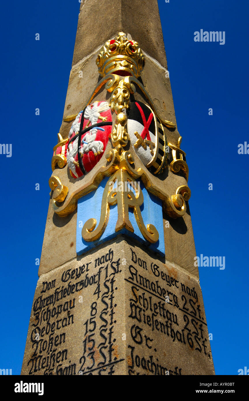 Duchy of Upper Saxony-era milestone bearing the coat-of-arms of ...