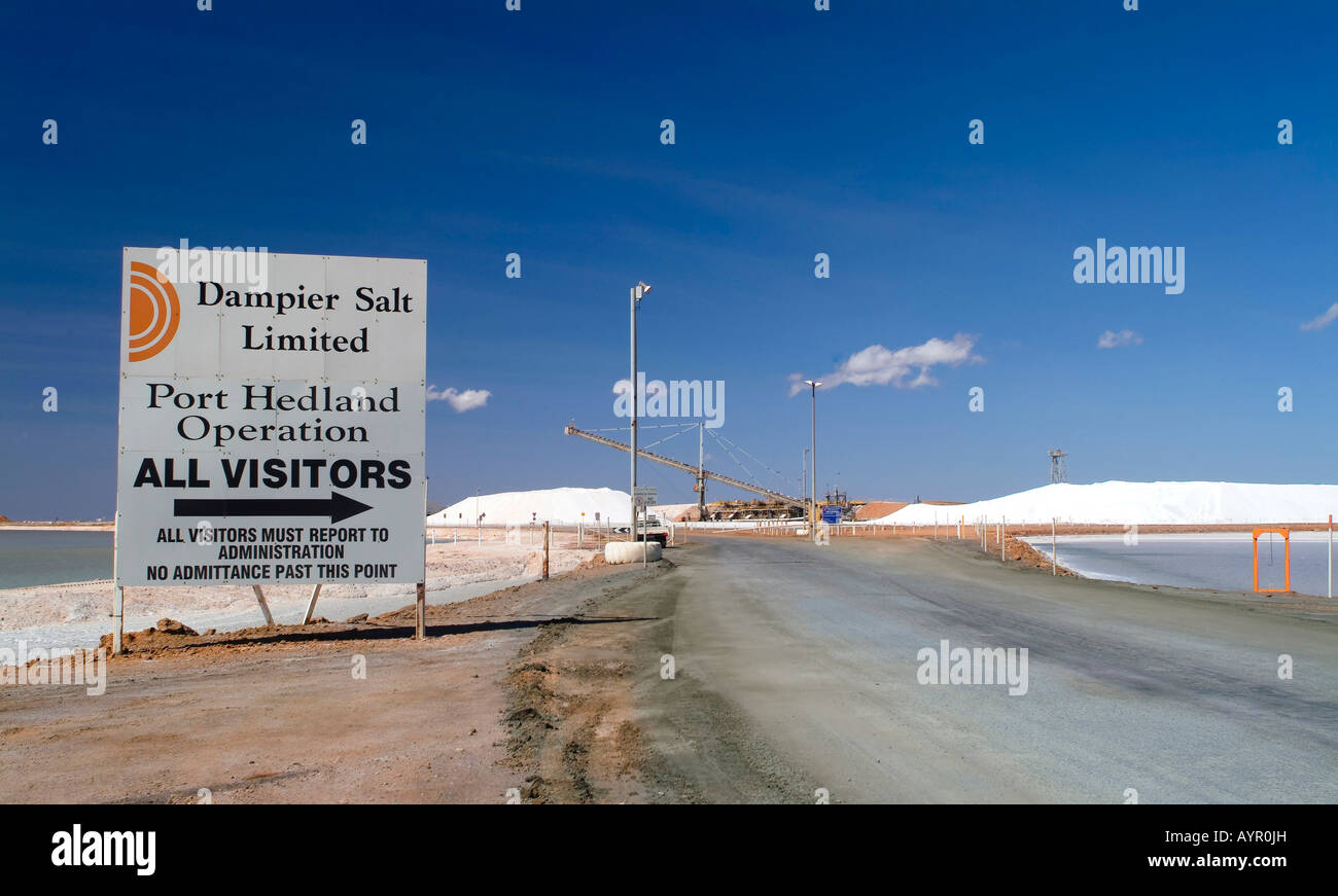 Sign, Demper salt mine near Port Hedland, Pilbara Region, Western ...