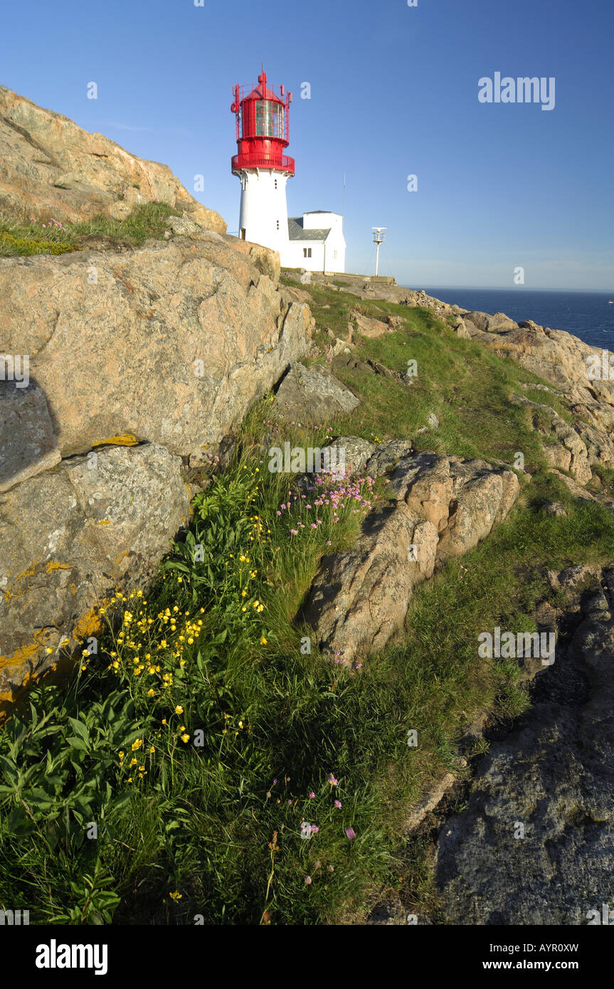Lighthouse at Cape Lindesnes, South Cape, Vest-Agder, Norway Stock ...