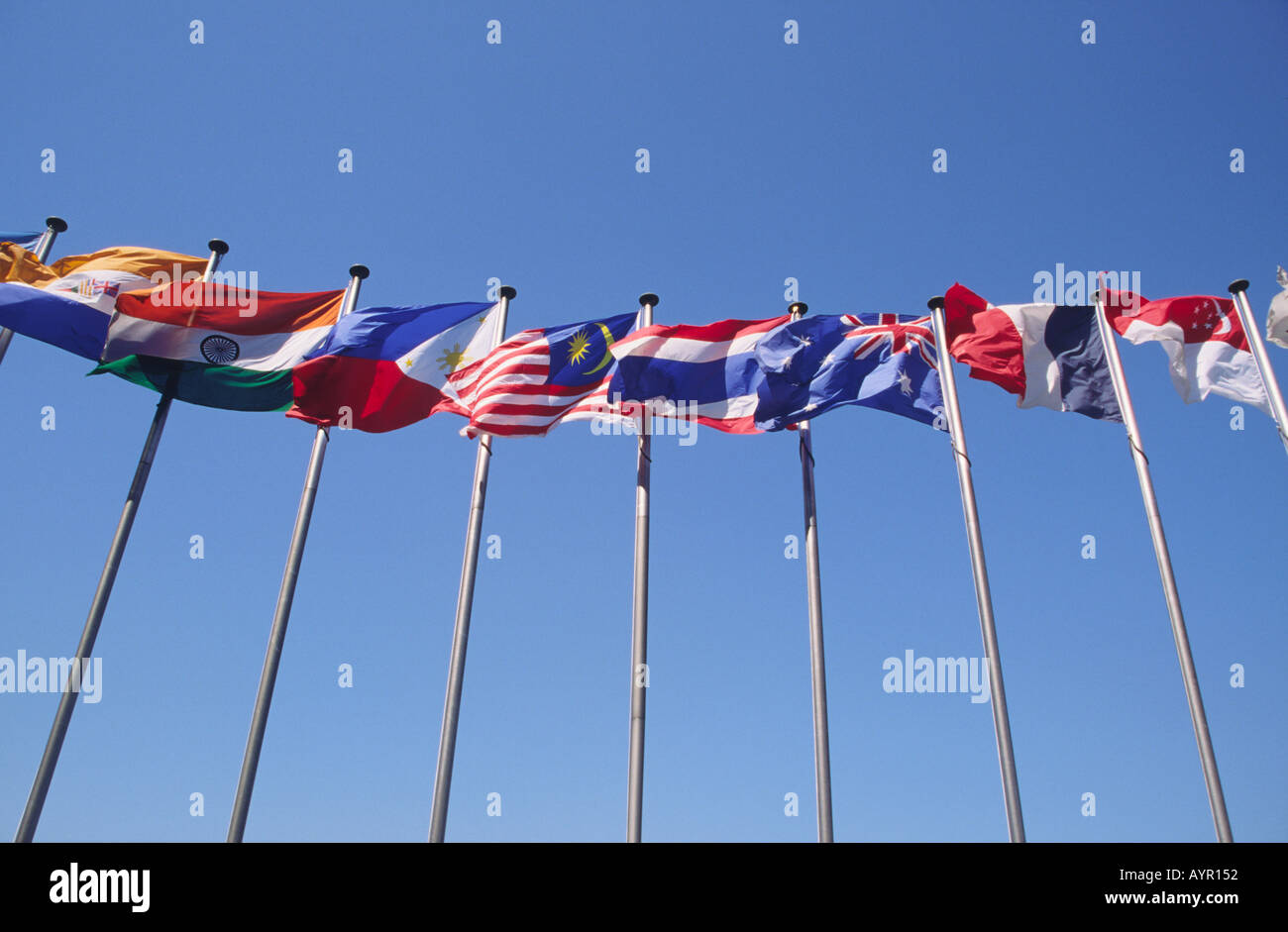 National Flags on Flagpoles Hong Kong Stock Photo - Alamy