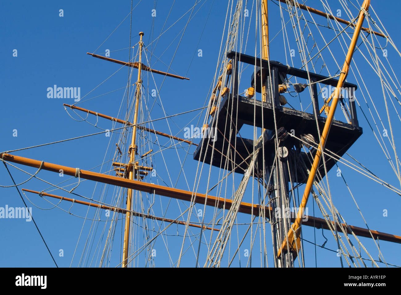 Masts on the Brig Amity, replica of a sailing ship from the time of ...