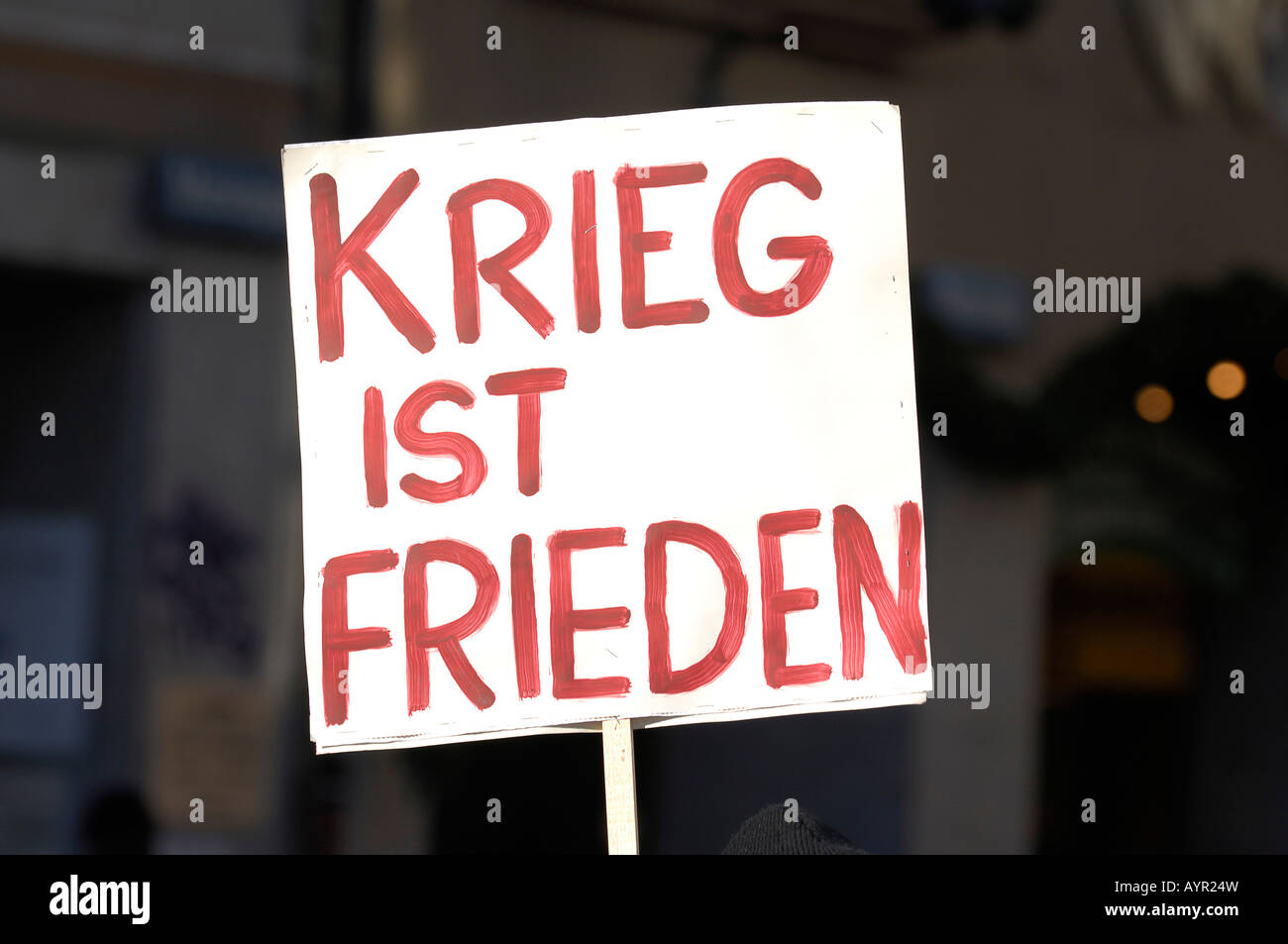 (German) "War is Peace" sign at a protest against the 2008 Munich ...