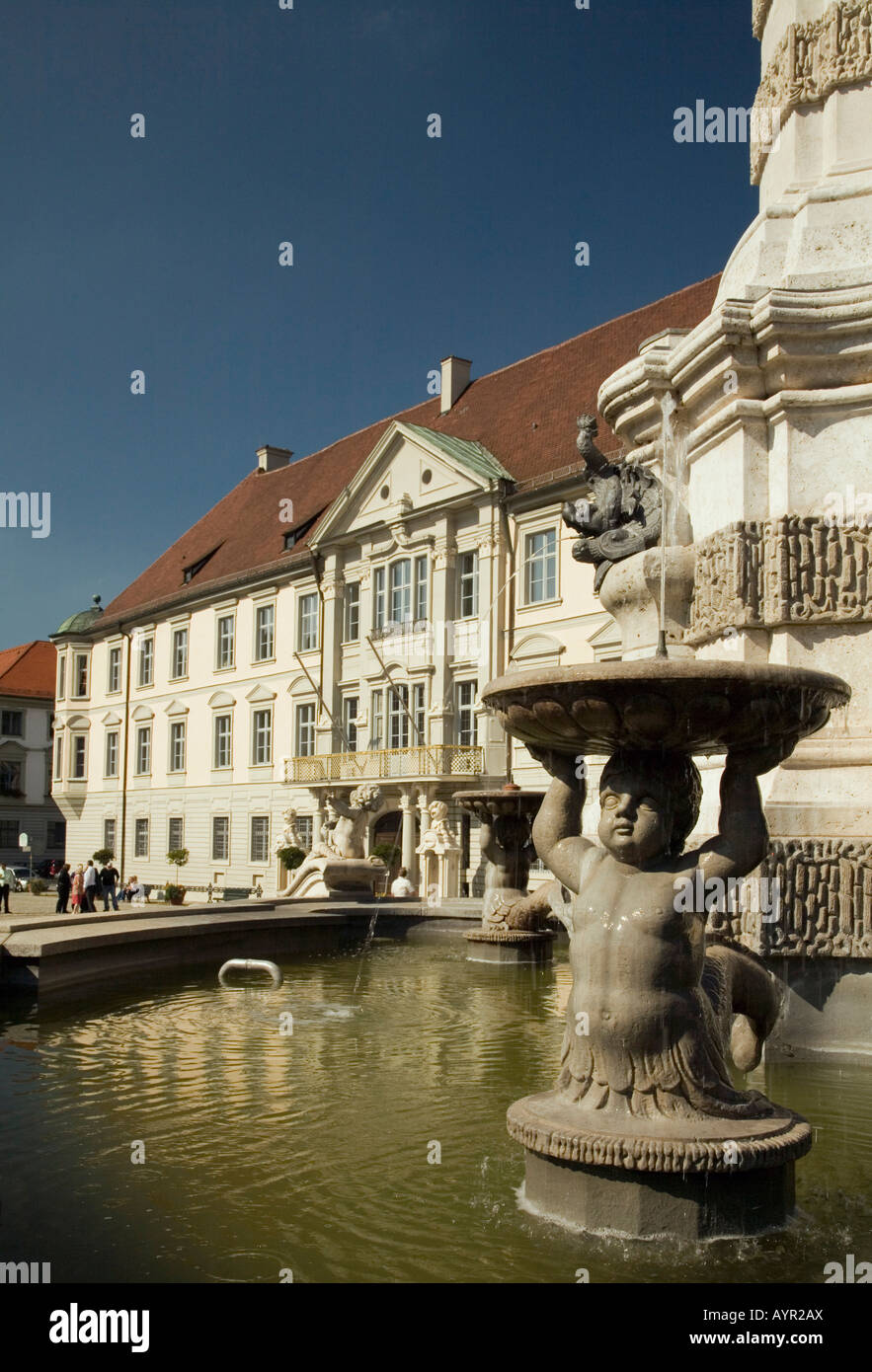 Fountain statue, Residenzplatz (Residence Square), Eichstaett, Bavaria ...