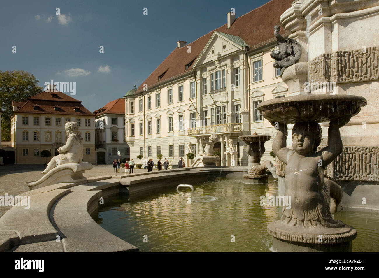 Fountain statue, Residenzplatz (Residence Square), Eichstaett, Bavaria ...