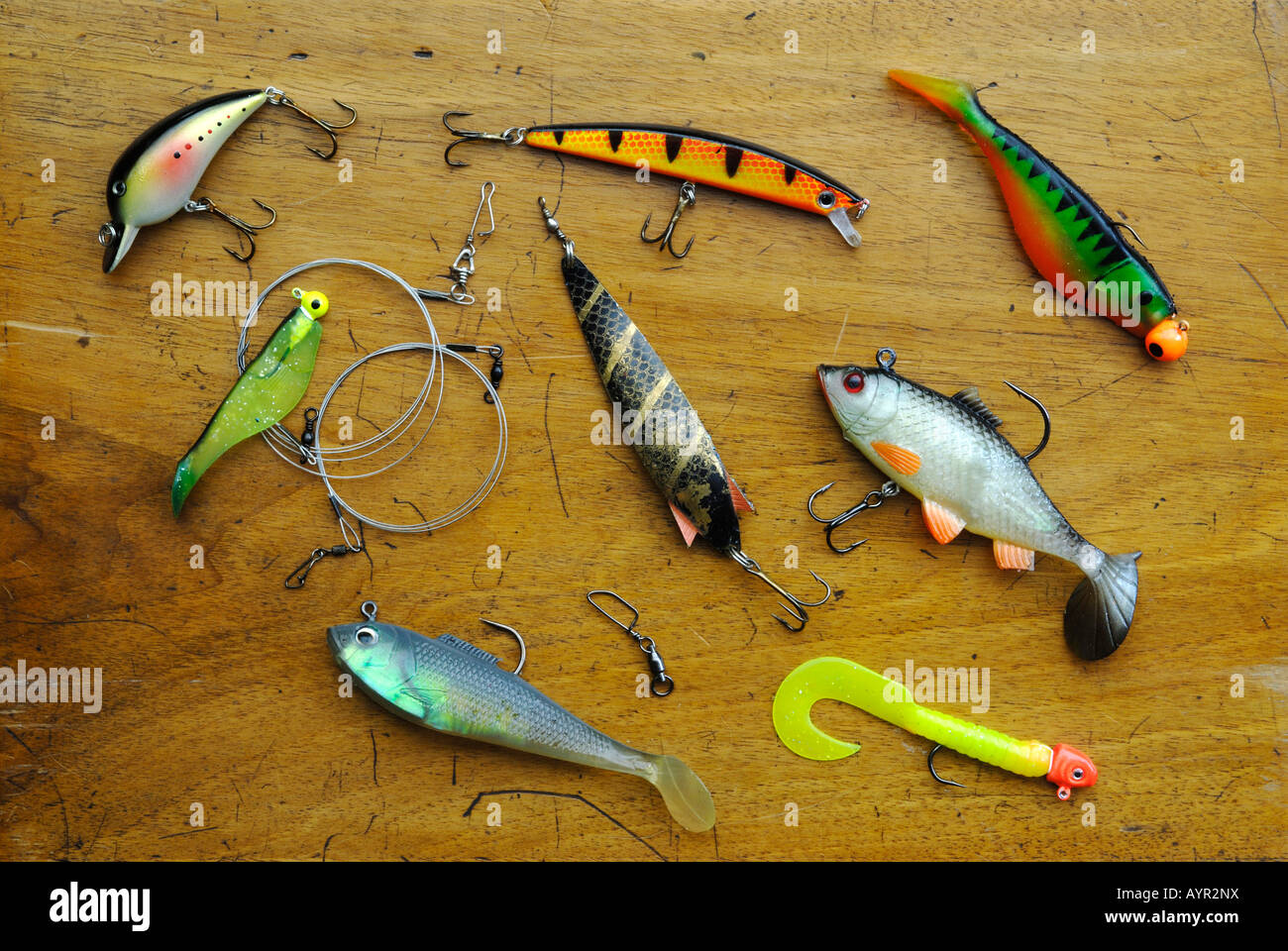 Various fishing lures Stock Photo - Alamy