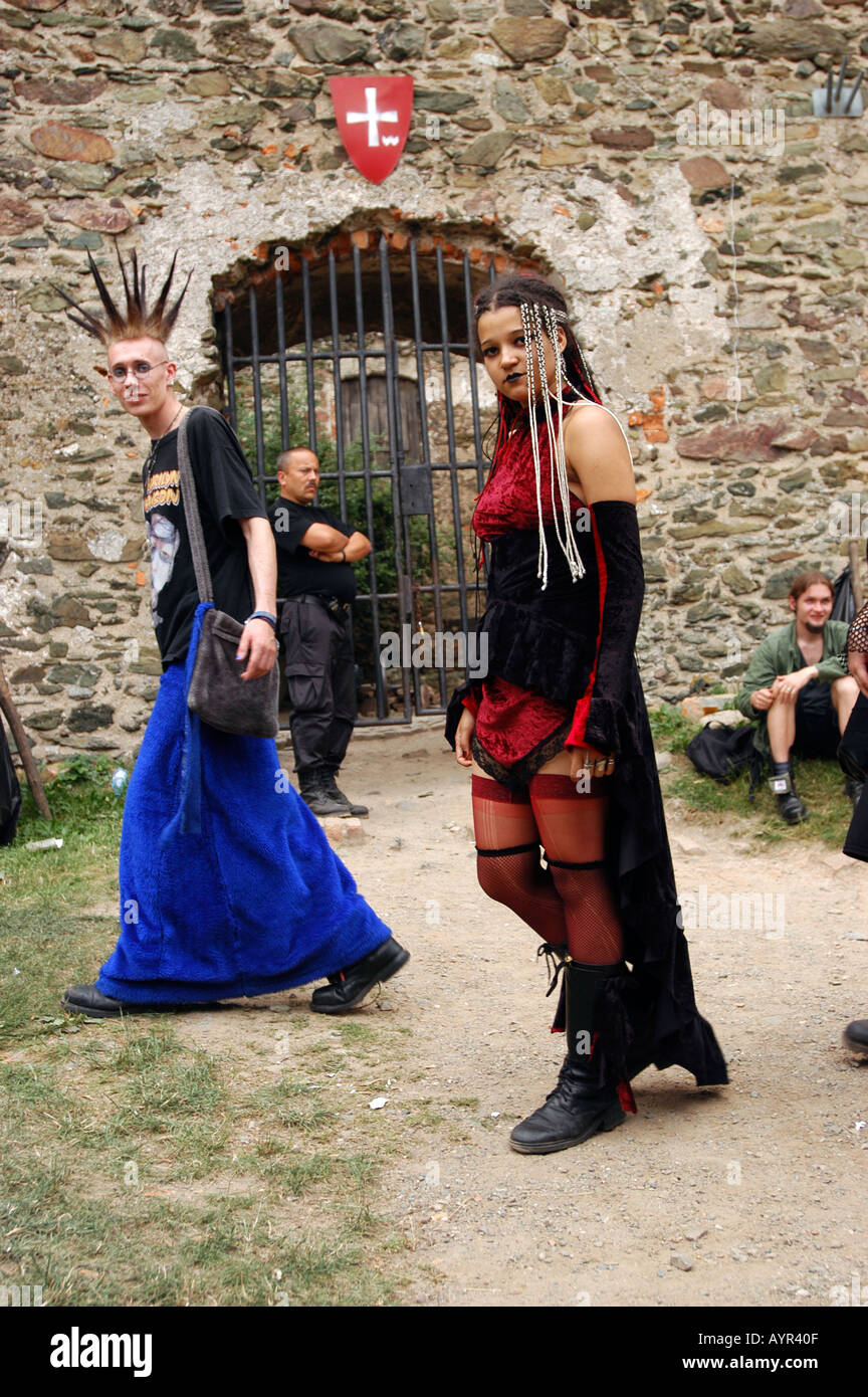 Goths during Castle Party Music Festival in Bolkow Poland Stock Photo ...