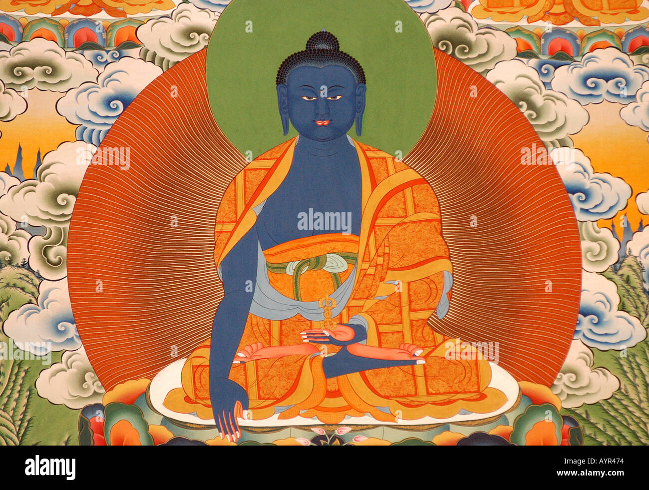 Blue Akshobhya Buddha thangka painting Stock Photo - Alamy