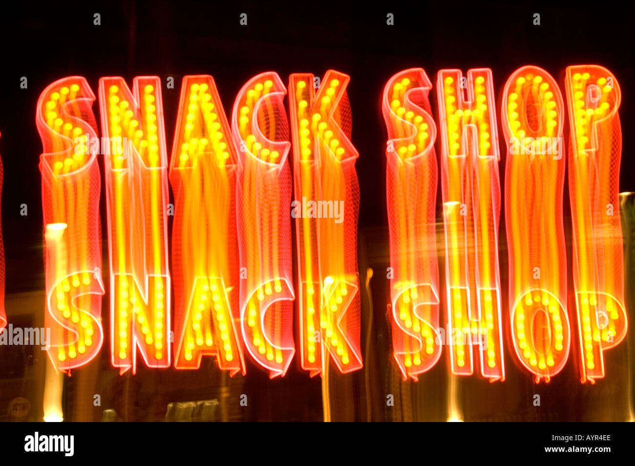 NEON FAST FOOD SHOP SIGN DOWNTOWN CHICAGO ILLINOIS UNITED STATES OF ...