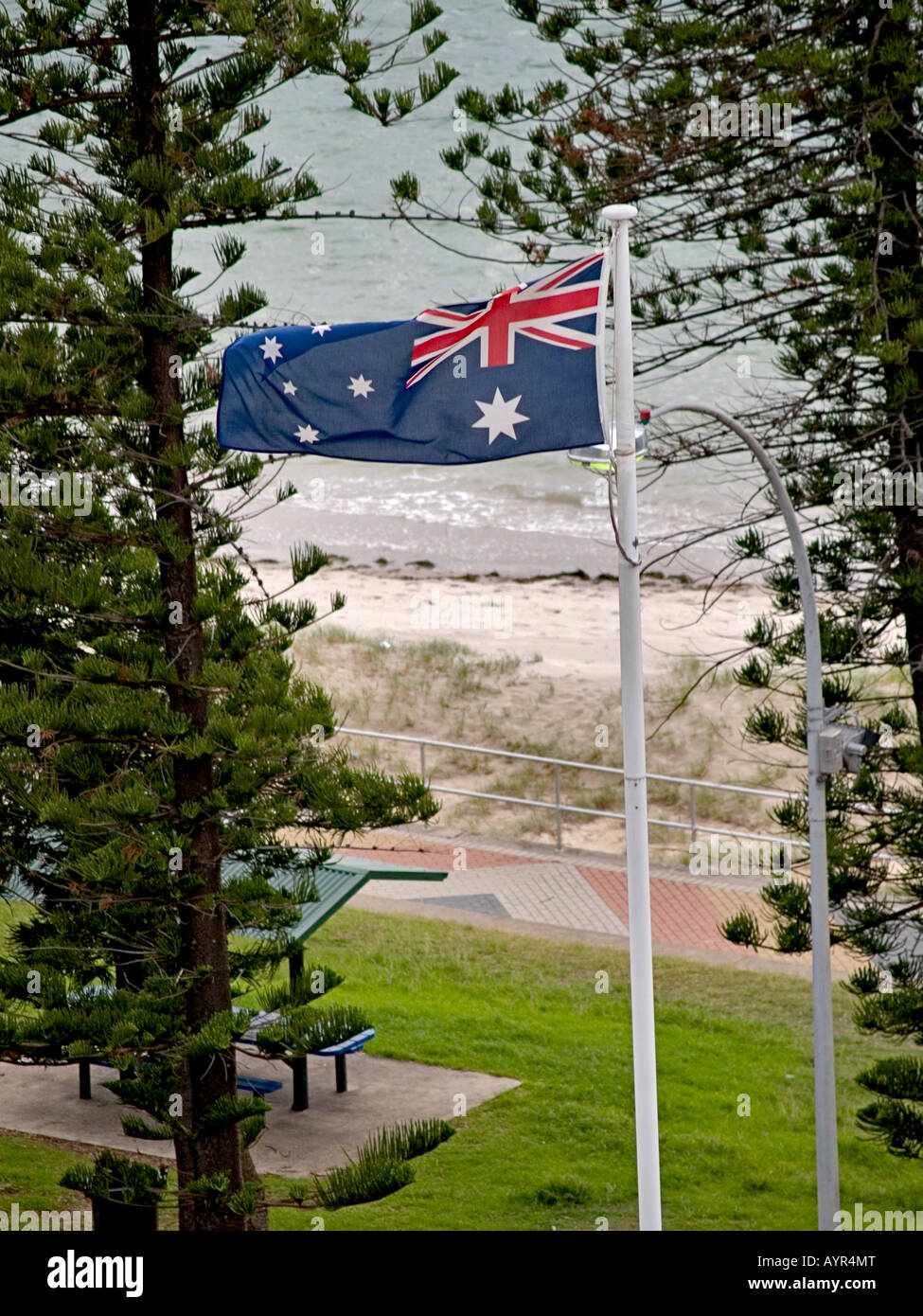 Australian flag on flagpole Stock Photo - Alamy