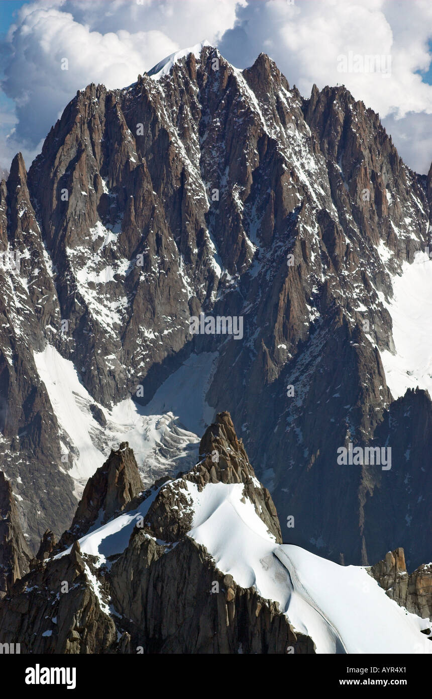 The summit of the Aiguille de Plan with the Aiguille Verte behind in ...