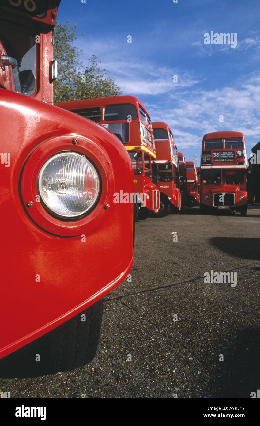 Detail of a No 38 London Routemaster bus at the Clapton depot East ...