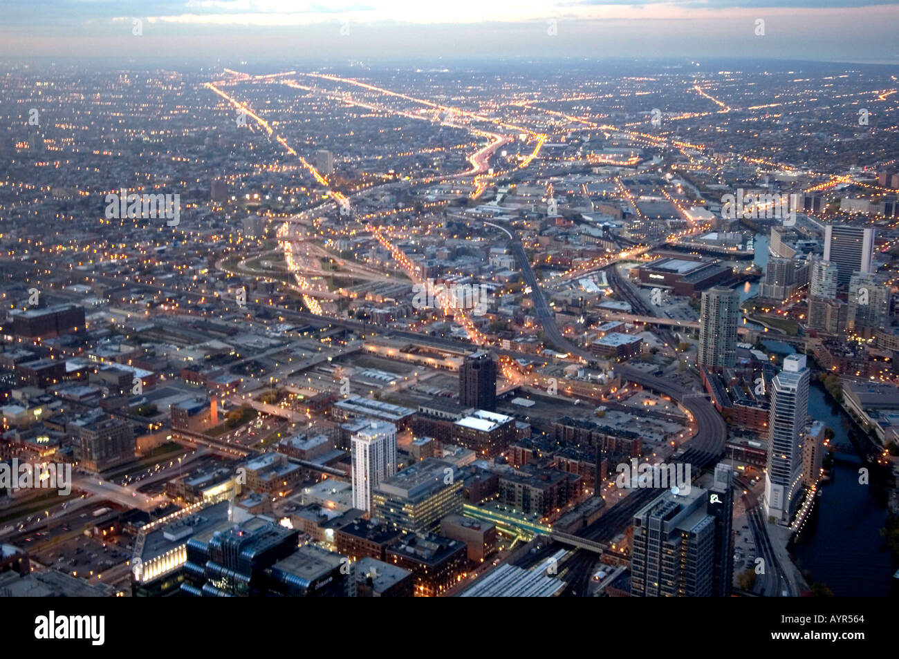 AERIAL VIEW OF THE SUBURBAN SPRAWL OF CHICAGO ILLINOIS UNITED STATES OF ...