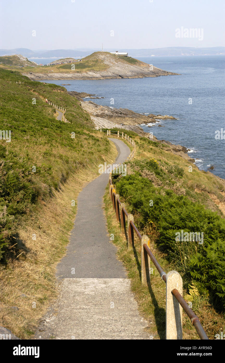 A trekking path from Three Cliffs to Mumbles The Gower Peninsula near ...
