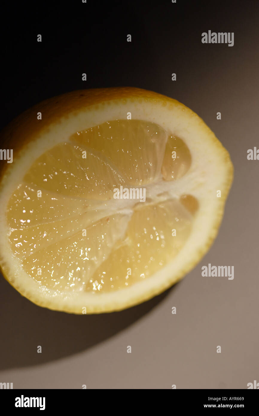 lemon on neutral backround grey Stock Photo - Alamy