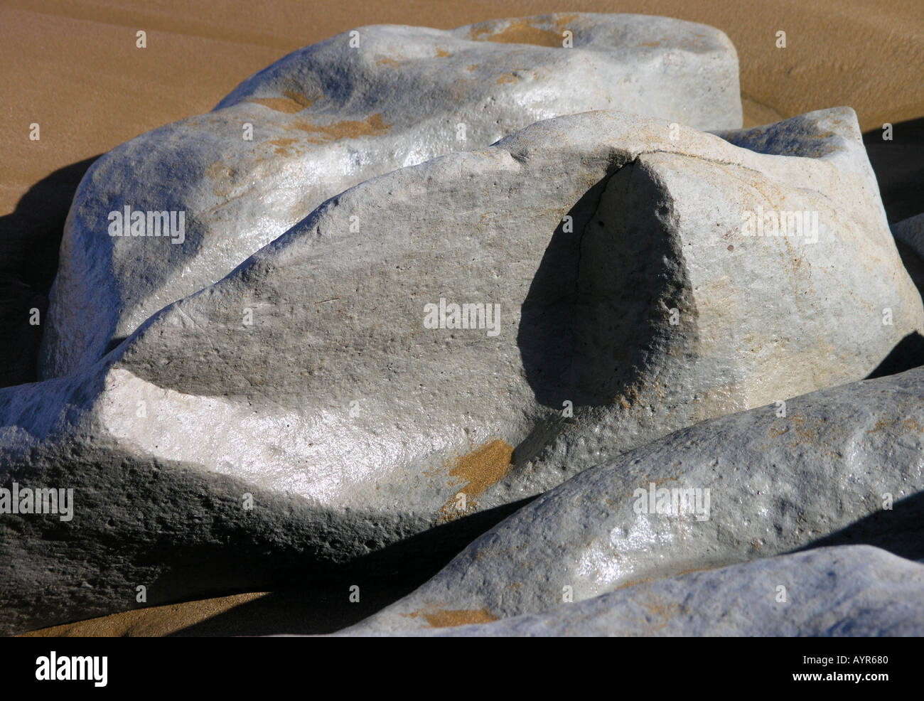Unusual Rock shapes on beach Stock Photo - Alamy