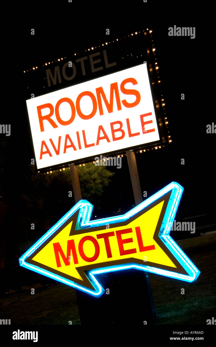 NEON MOTEL SIGN INDICATING ROOMS AVAILABLE LAS VEGAS NEVADA UNITED ...