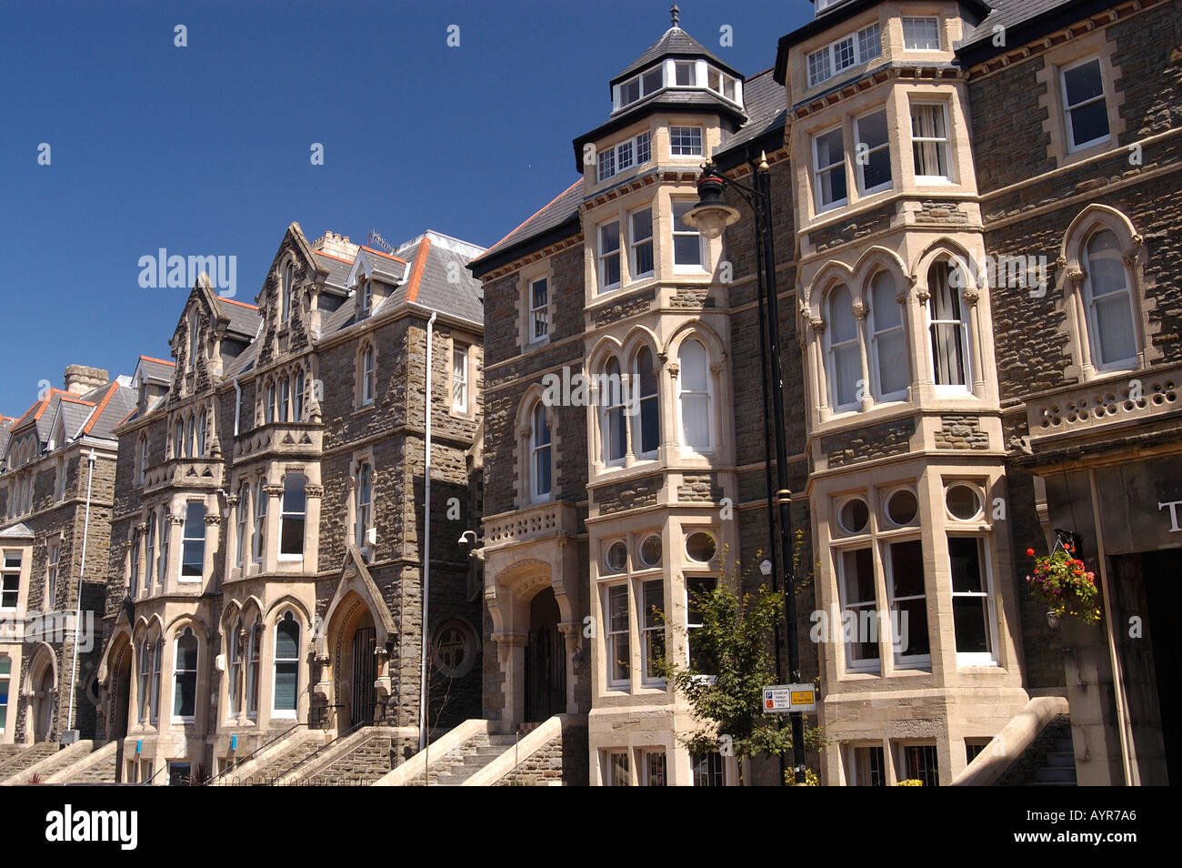 Historic Victorian stone buildings on Park Place street, Cardiff, South ...