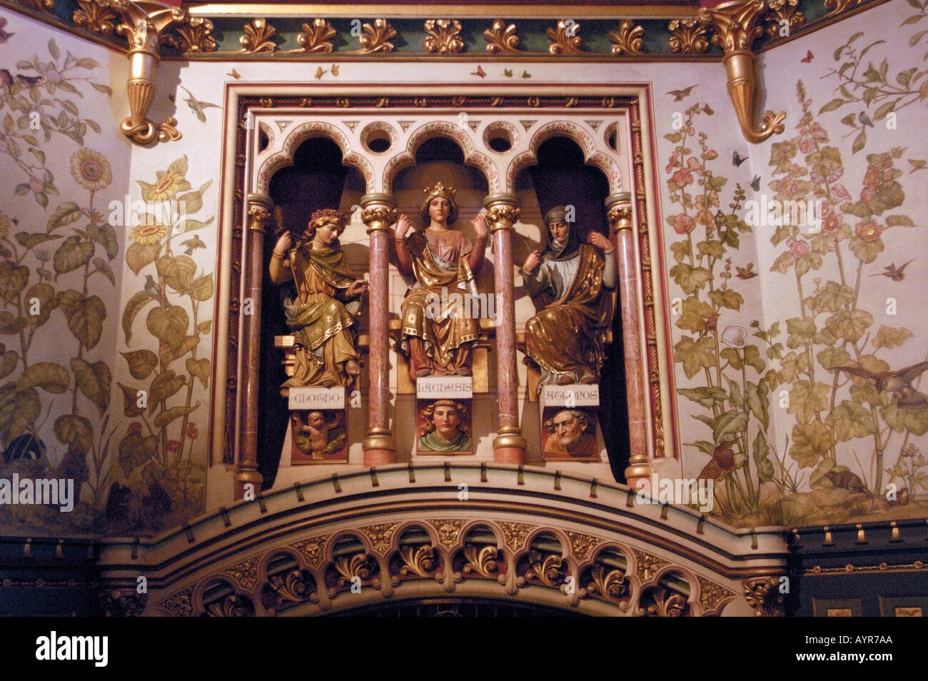 Statues of The Fates or Moiras Fairytale Castell Coch aka Red Castle ...