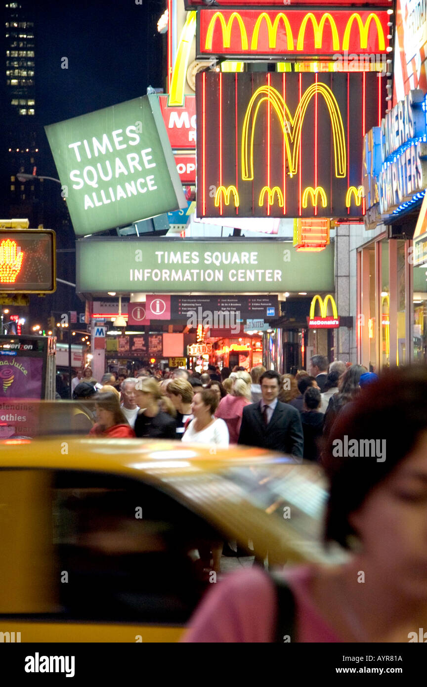 BUSY SIDEWALK AT TIMES SQUARE MIDTOWN MANHATTAN NEW YORK CITY UNITED ...