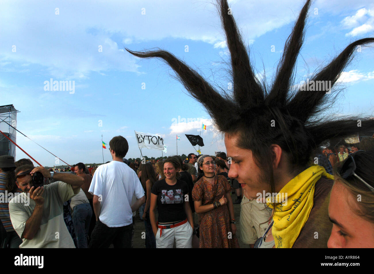 punk rocker with big mohawk during Polish Woodstock open air festival ...