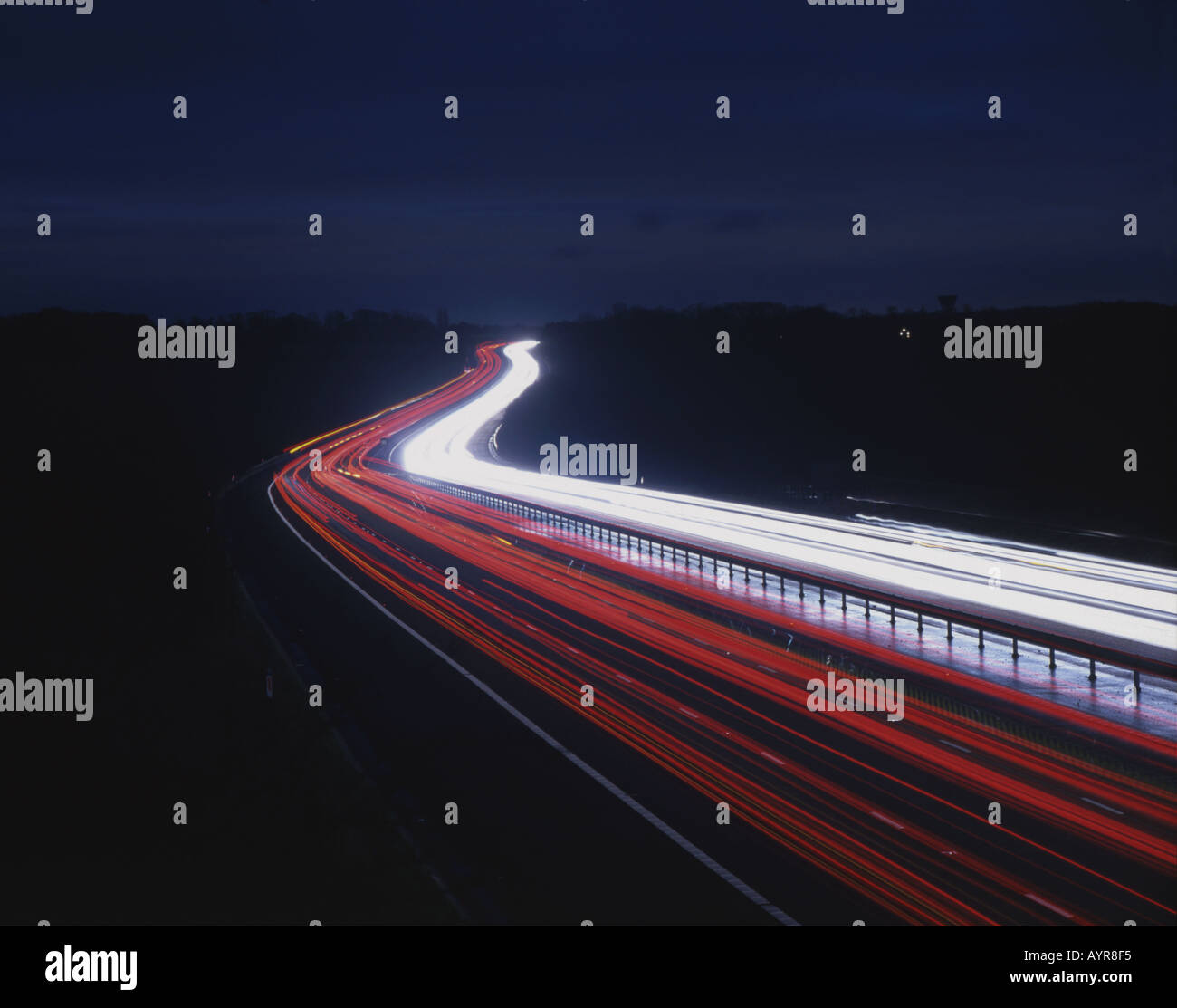 Traffic light trails on the M11 motorway Essex Stock Photo - Alamy