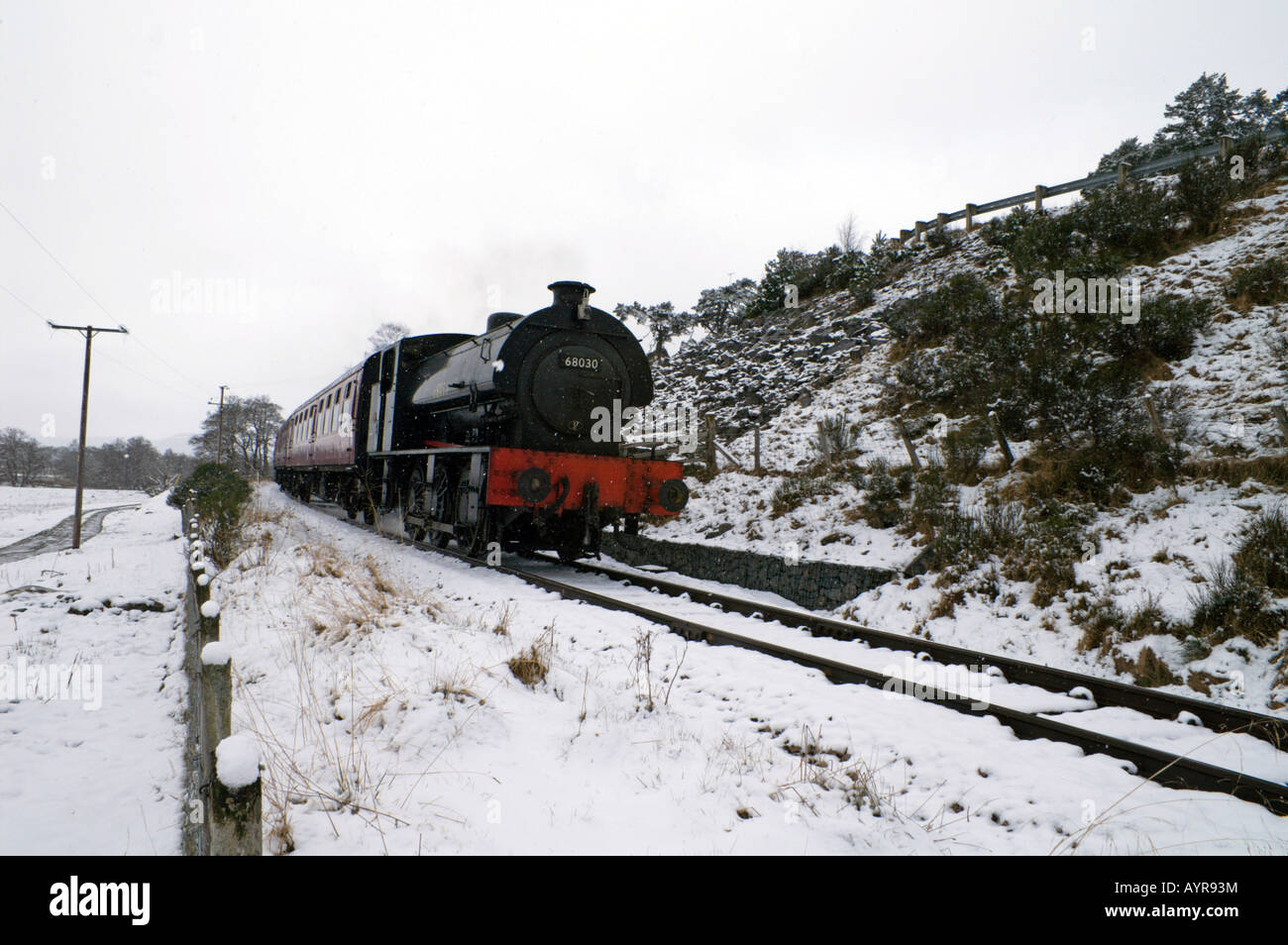 Strathspey Railway, Steam Train approaching Broomhill Station Stock ...