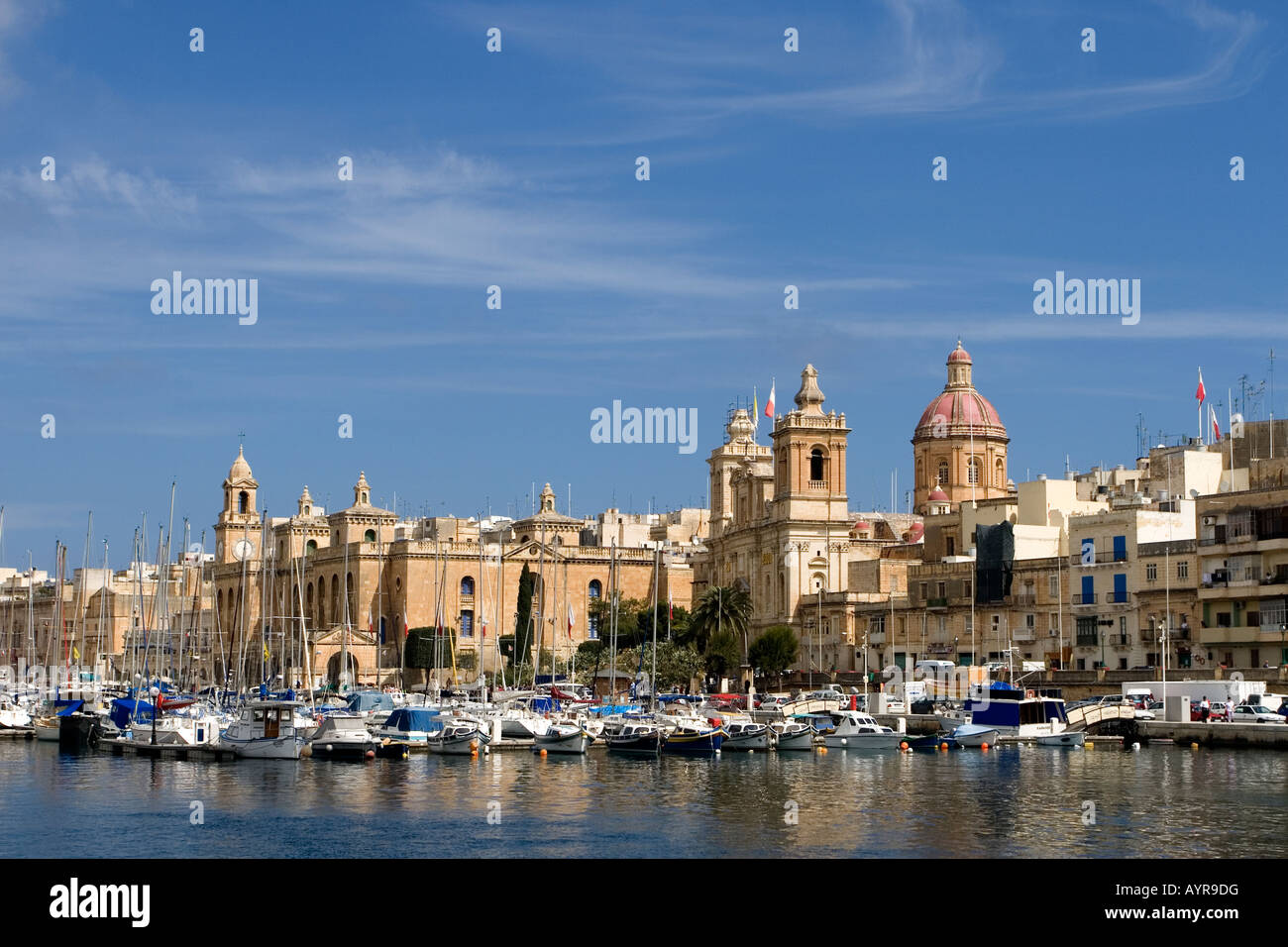 Maltese city of Birgu, also Vittoriosa, with Grand Harbour Marina ...