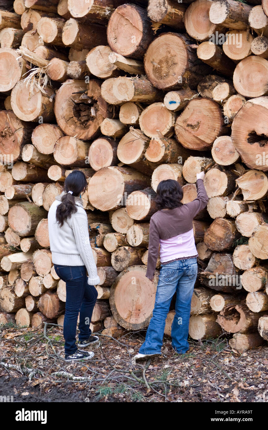 Children cutting trees hi-res stock photography and images - Alamy