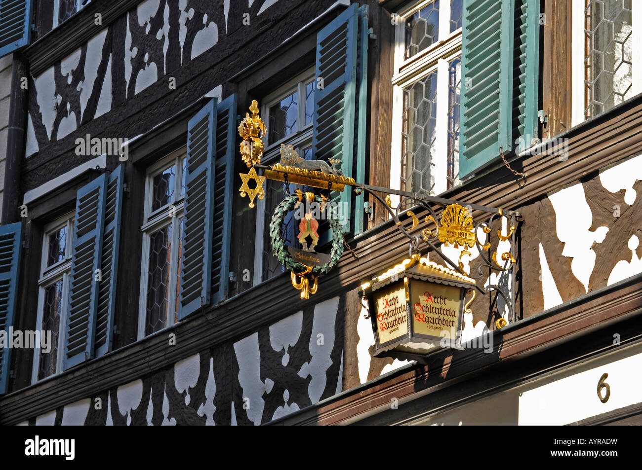Medieval building facade, Bamberg, Upper Franconia, Bavaria, Germany ...