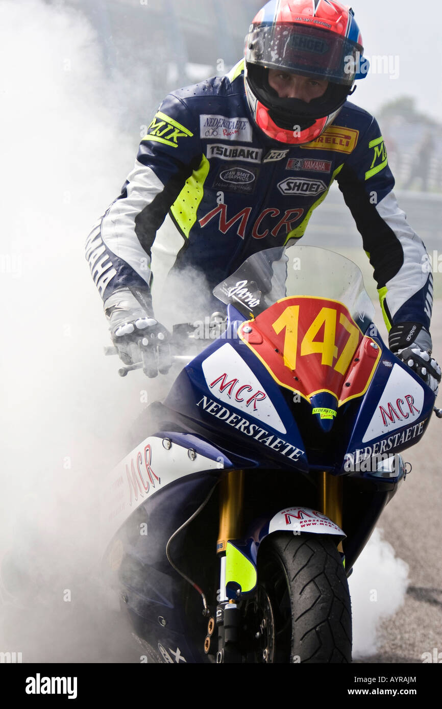 Motorcycle race, Rizla Racing Day, finish line Stock Photo - Alamy