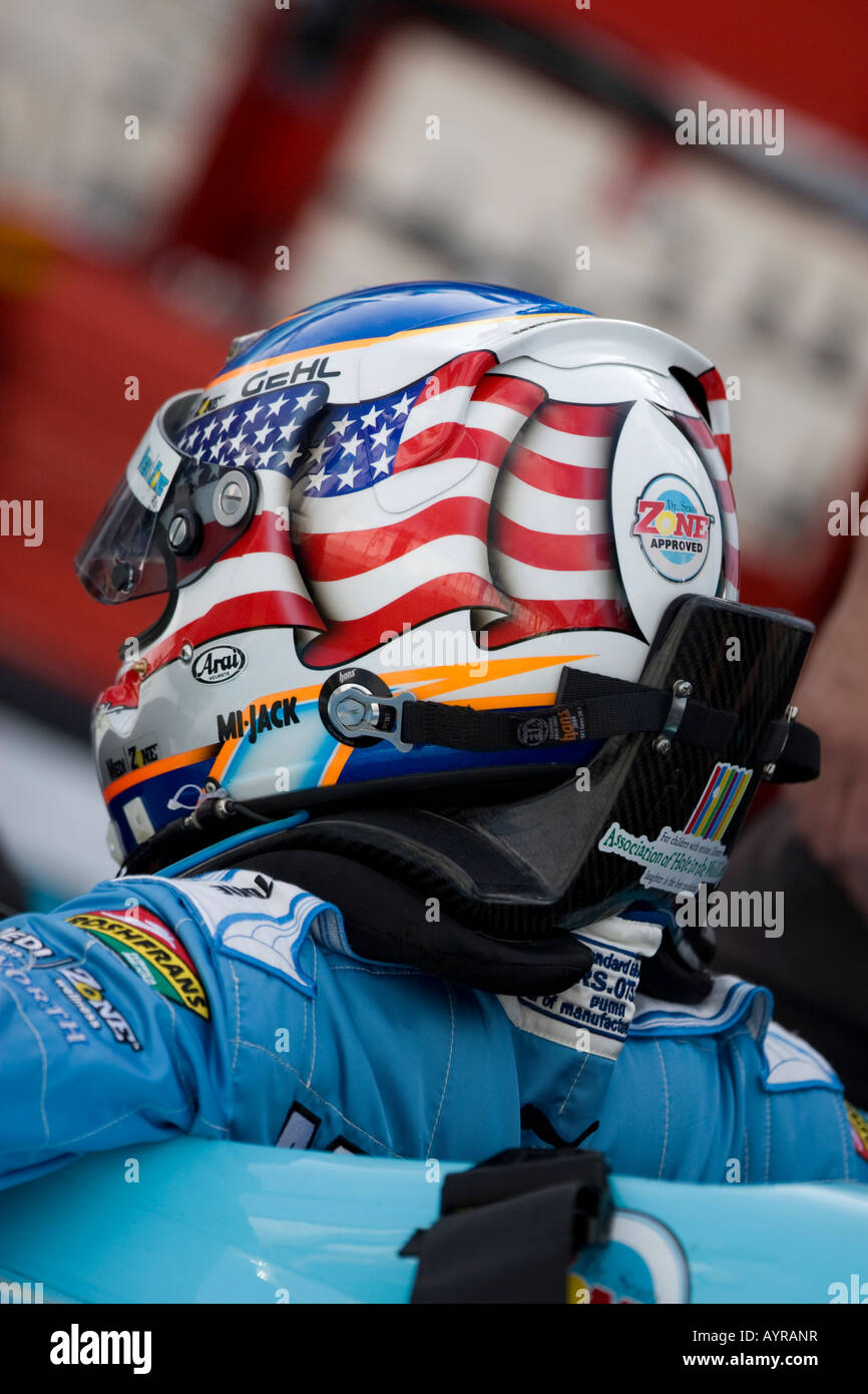 Driving climbing out of his race car, Champ Car Series, Assen ...