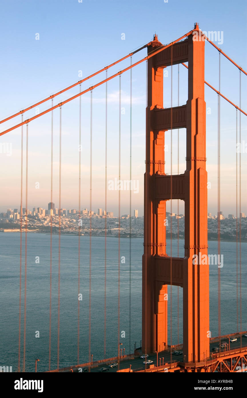 AERIAL VIEW OF THE GOLDEN GATE BRIDGE WITH SAN FRANCISCO ON THE HORIZON ...