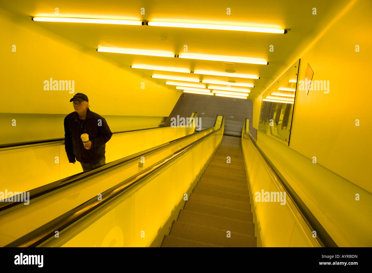 USA, Washington State, Seattle, Seattle Central Library, Illuminated ...