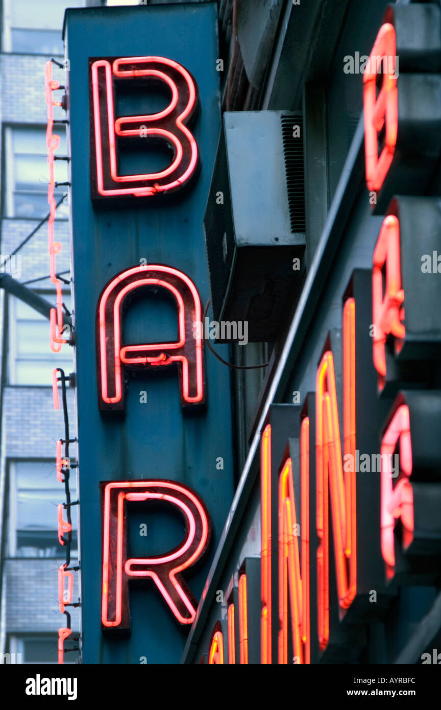 OLD NEON BAR SIGN IN MIDTOWN MANHATTAN NEW YORK CITY UNITED STATES OF ...