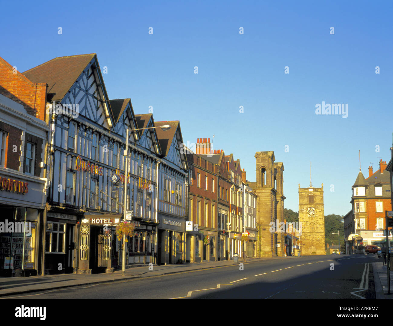 Queens Head Hotel with Town Hall and Clock Tower beyond, Morpeth ...